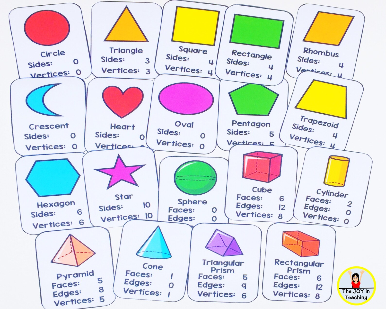 2D and 3D Shapes Flashcards - Etsy