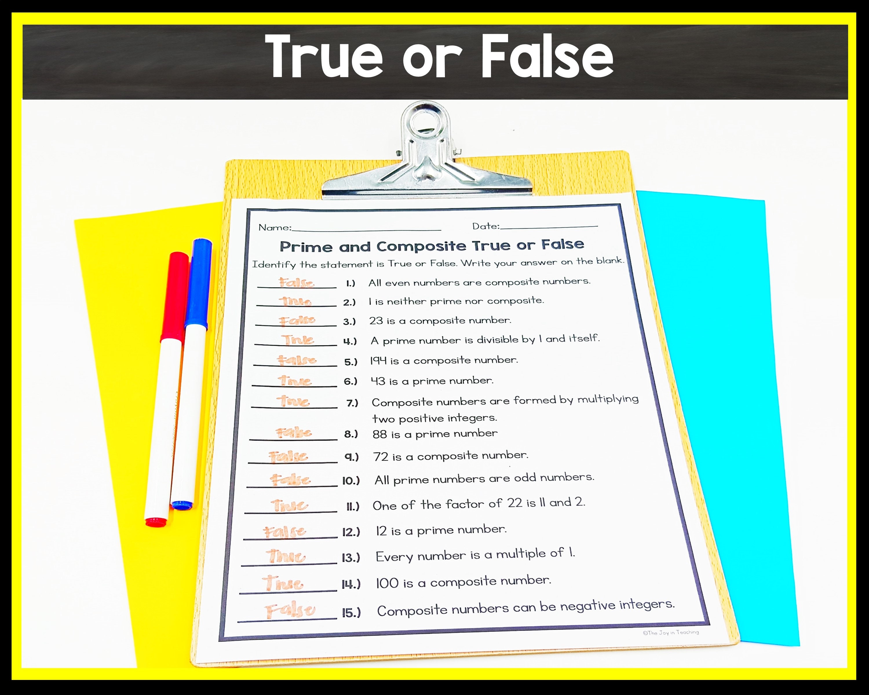 Prime and Composite Worksheet - Etsy