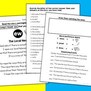 Long Vowel U Reading Comprehension Passage - Etsy