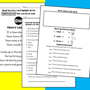 Diphthong Reading Comprehension Passage - Etsy