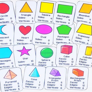 2D and 3D Shapes Flashcards - Etsy