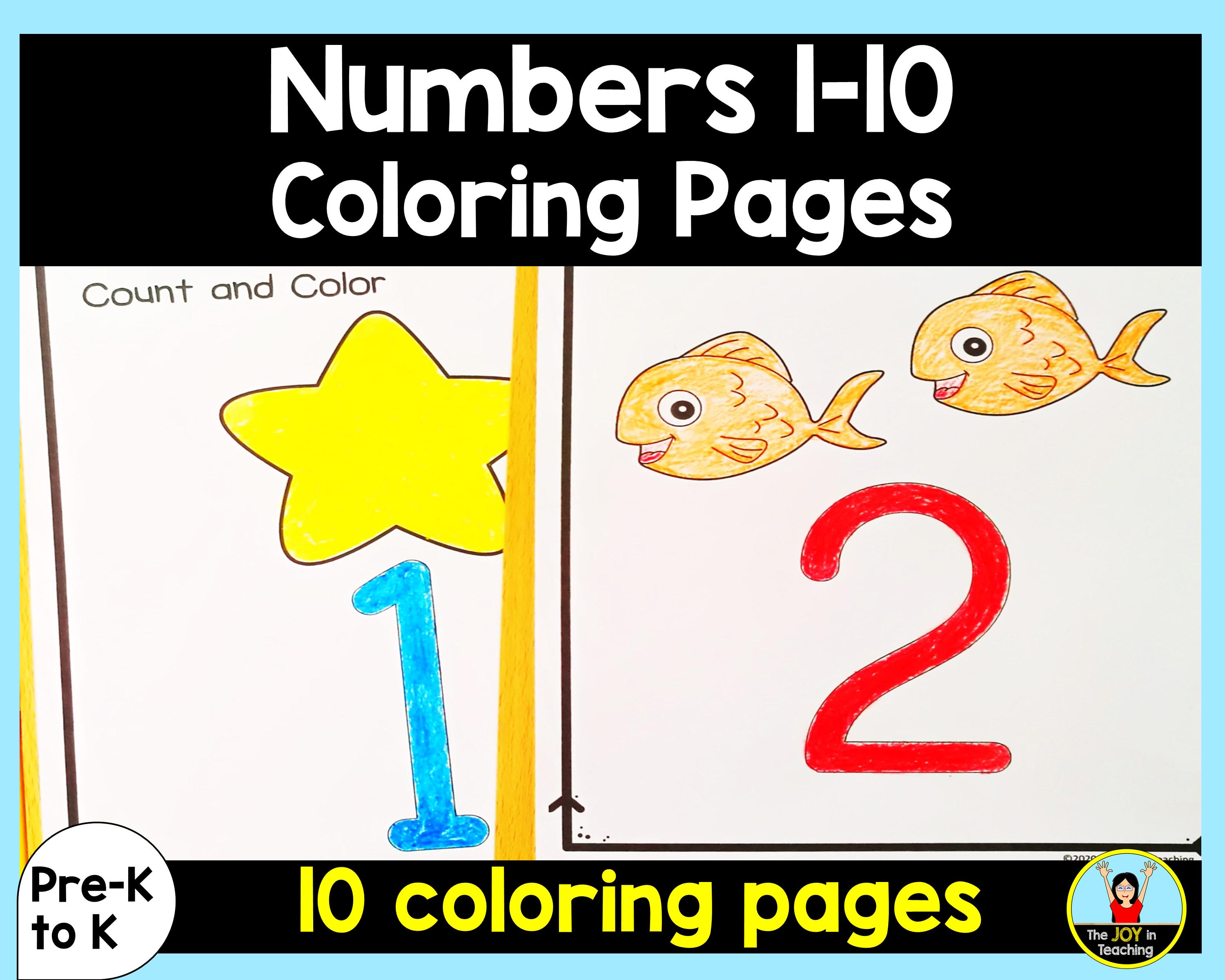 Numbers 1-10 Coloring Pages Printable-number Recognition - Etsy