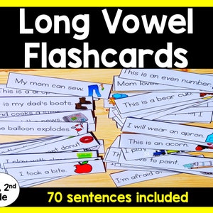 Long Vowel Sentence Flashcards - Etsy