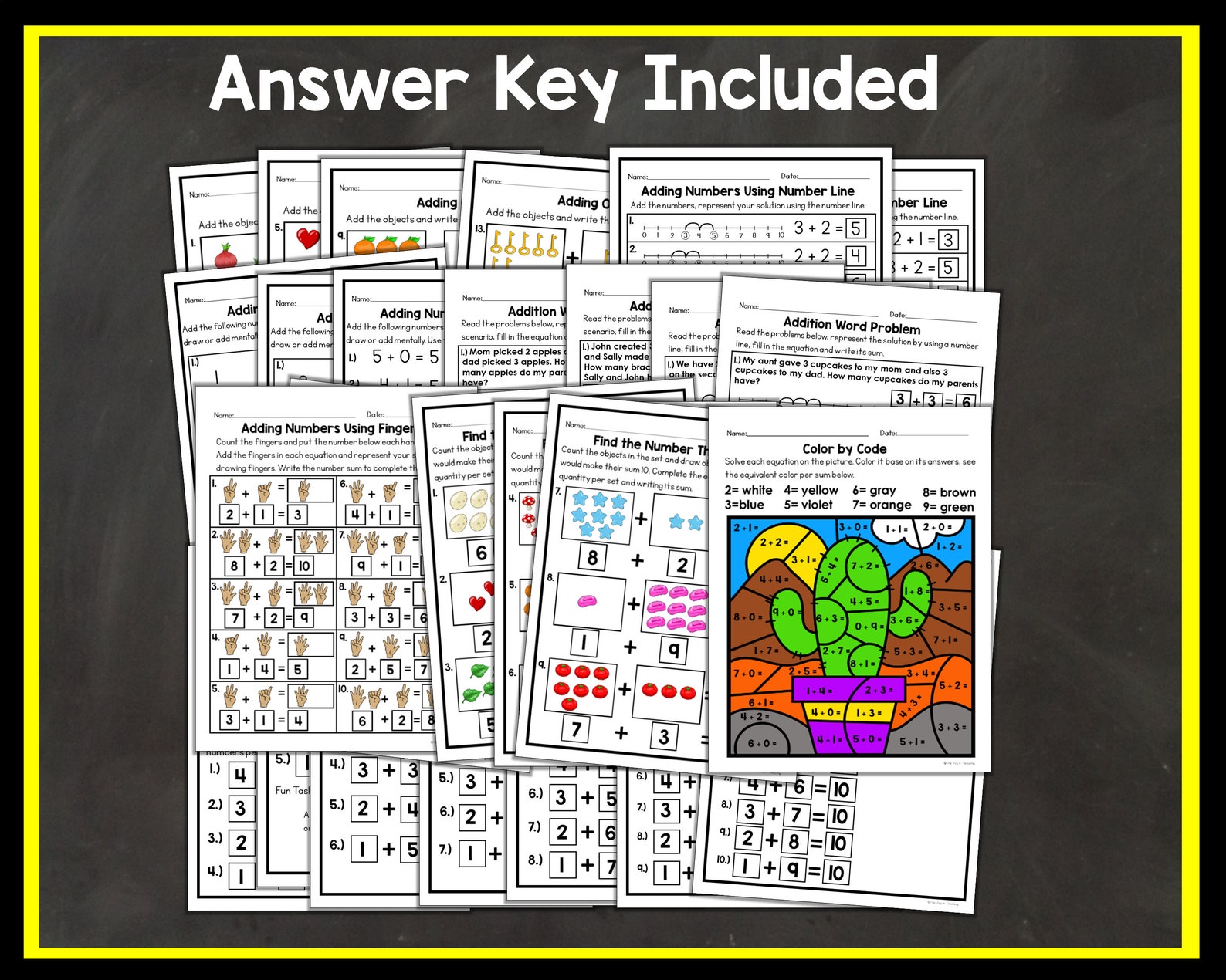 Addition Numbers 1-10 Worksheet - Etsy