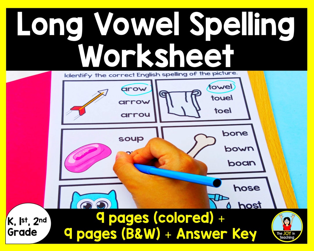 Long Vowel Spelling Worksheet - Etsy