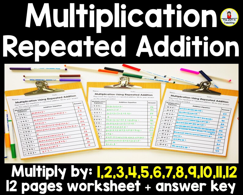 Repeated Addition Worksheet - Etsy