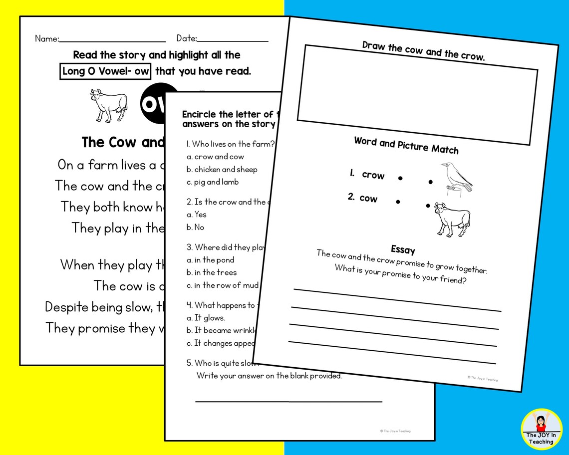 Long Vowel O Reading Comprehension Passage - Etsy