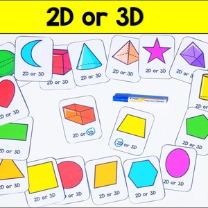 2D and 3D Shapes Task Cards - Etsy