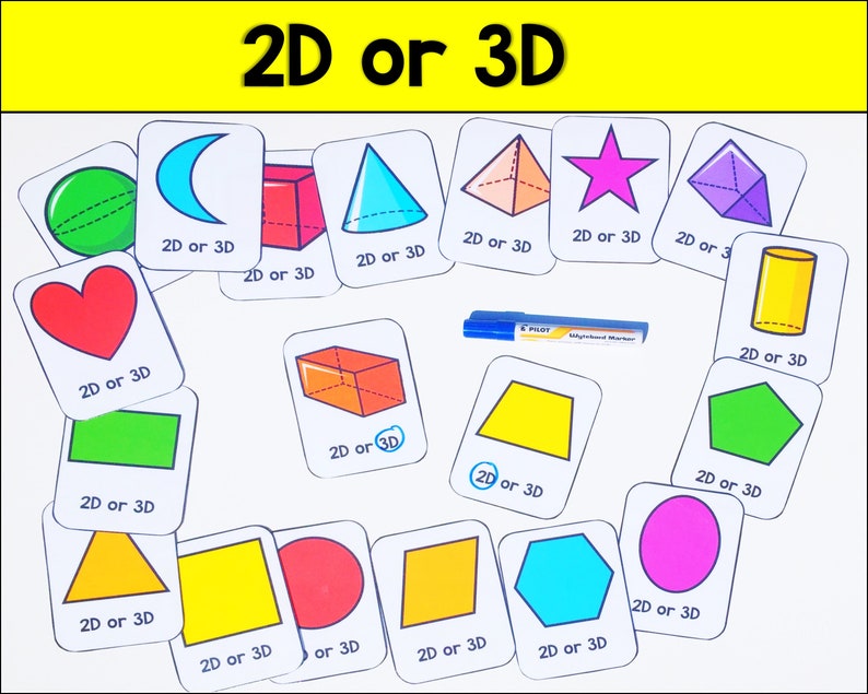 2D and 3D Shapes Task Cards - Etsy
