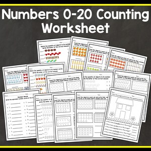 Numbers 0-20 Recognition, Counting, and Ordering Worksheet - Etsy