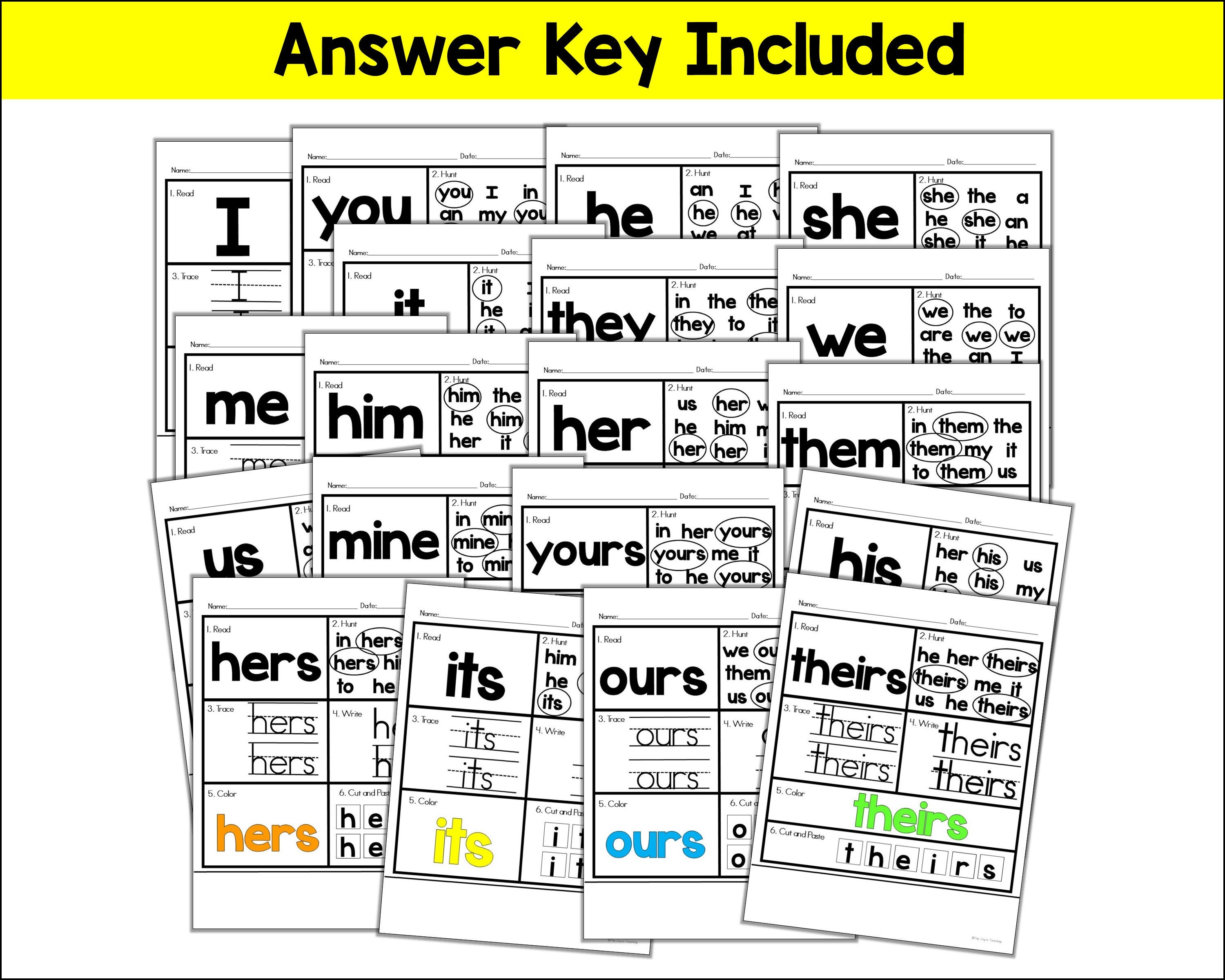 Personal Pronouns Sight Words Worksheet - Sight Words Fluency Printable ...