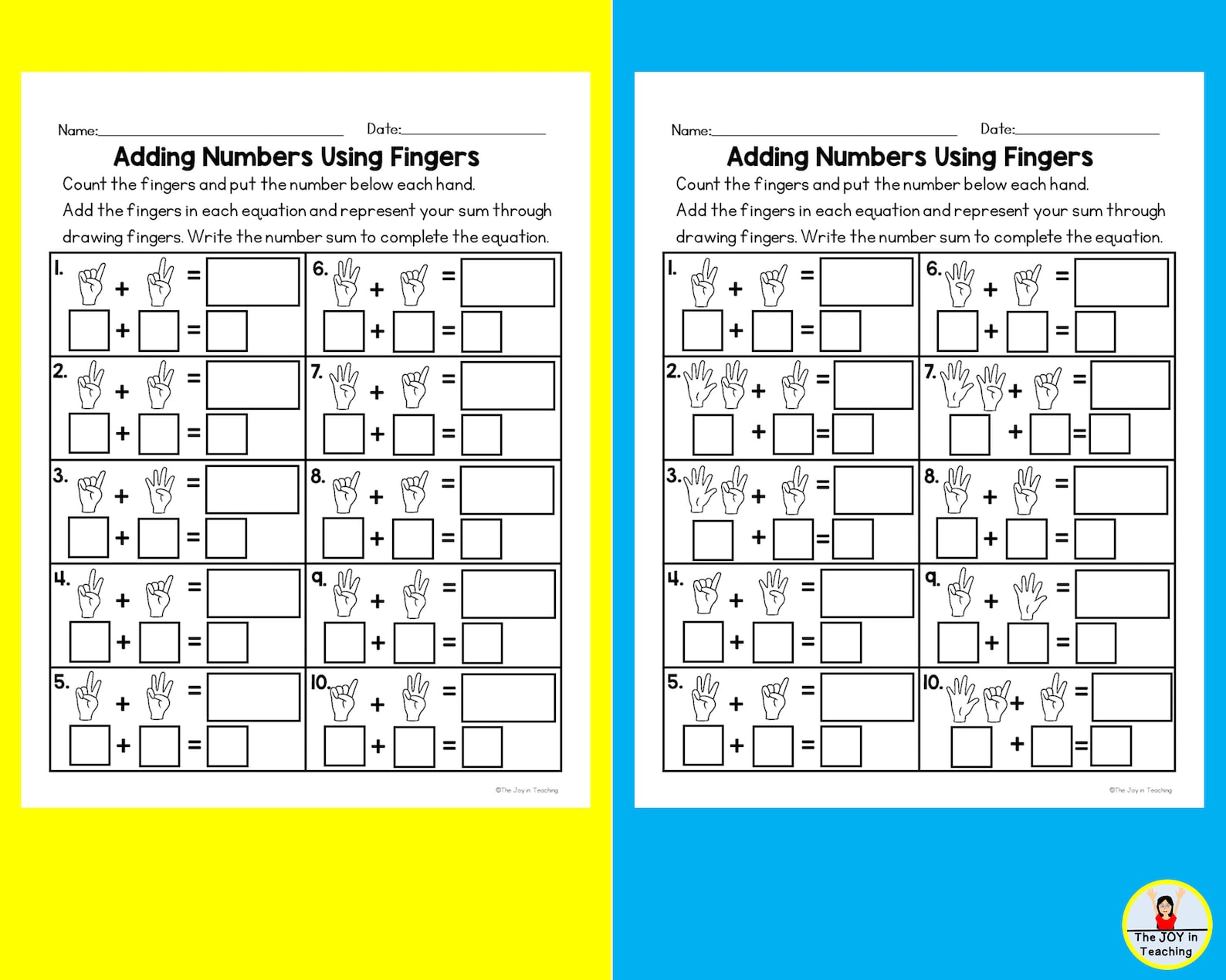 Addition Numbers 1-10 Worksheet - Etsy