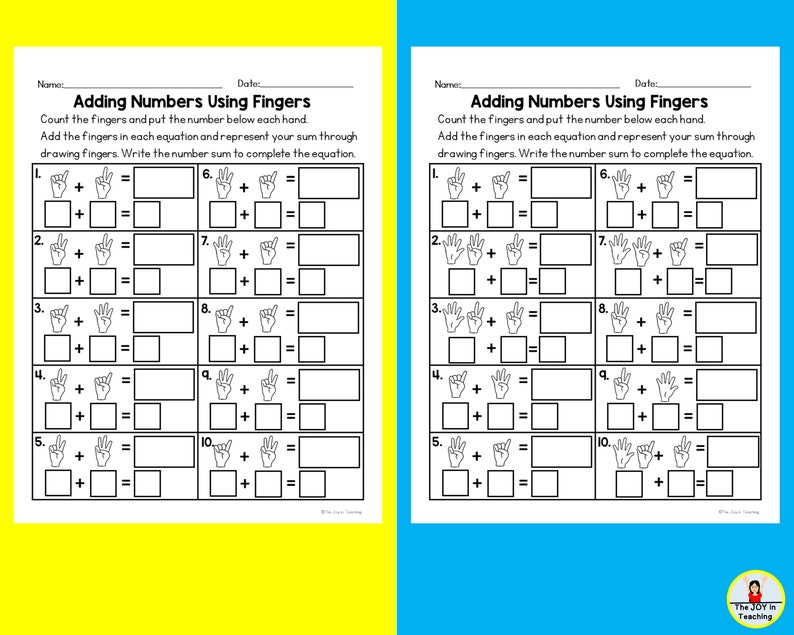 Addition Numbers 1-10 Worksheet - Etsy