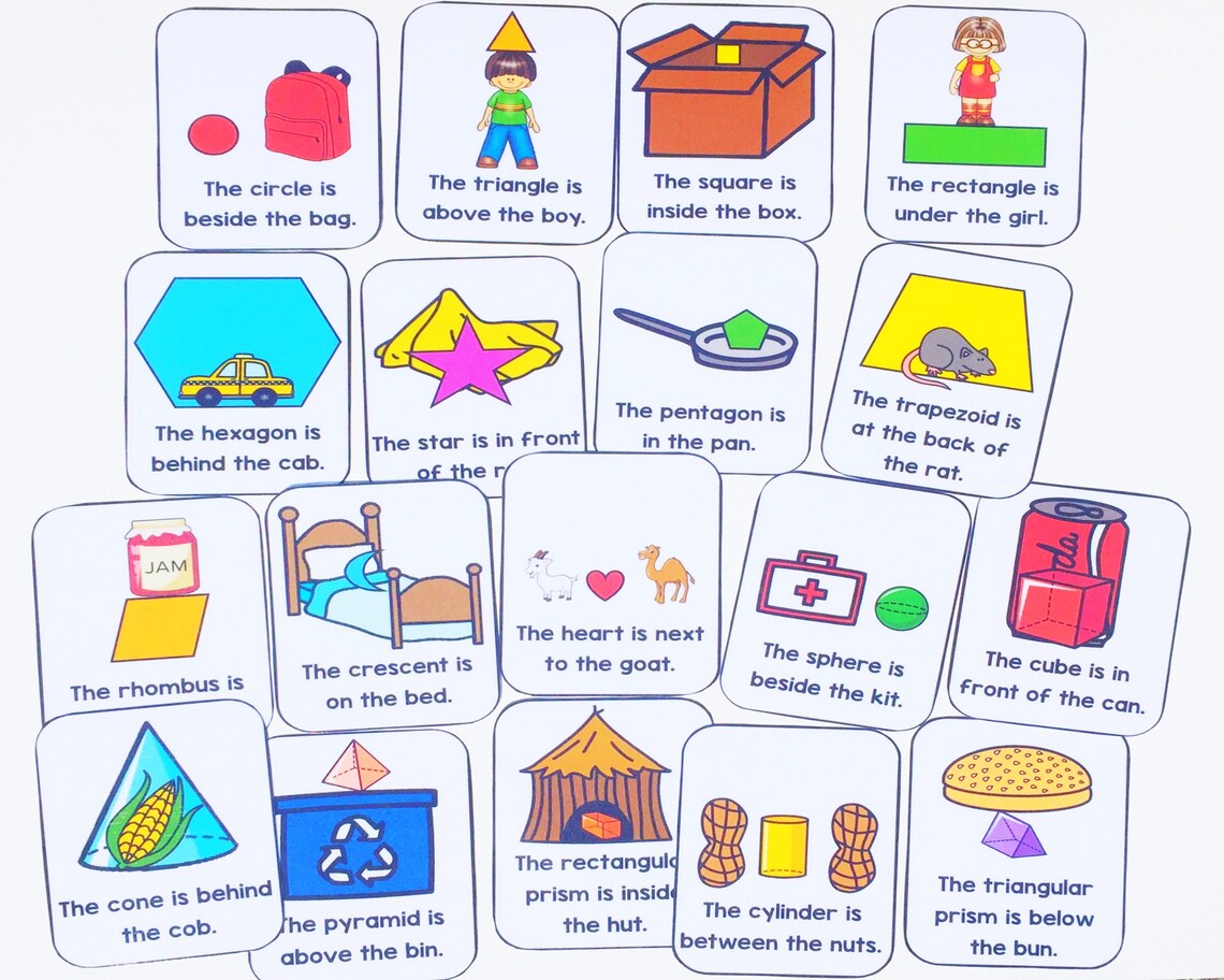 2D and 3D Shapes and Positions Task Cards - Etsy