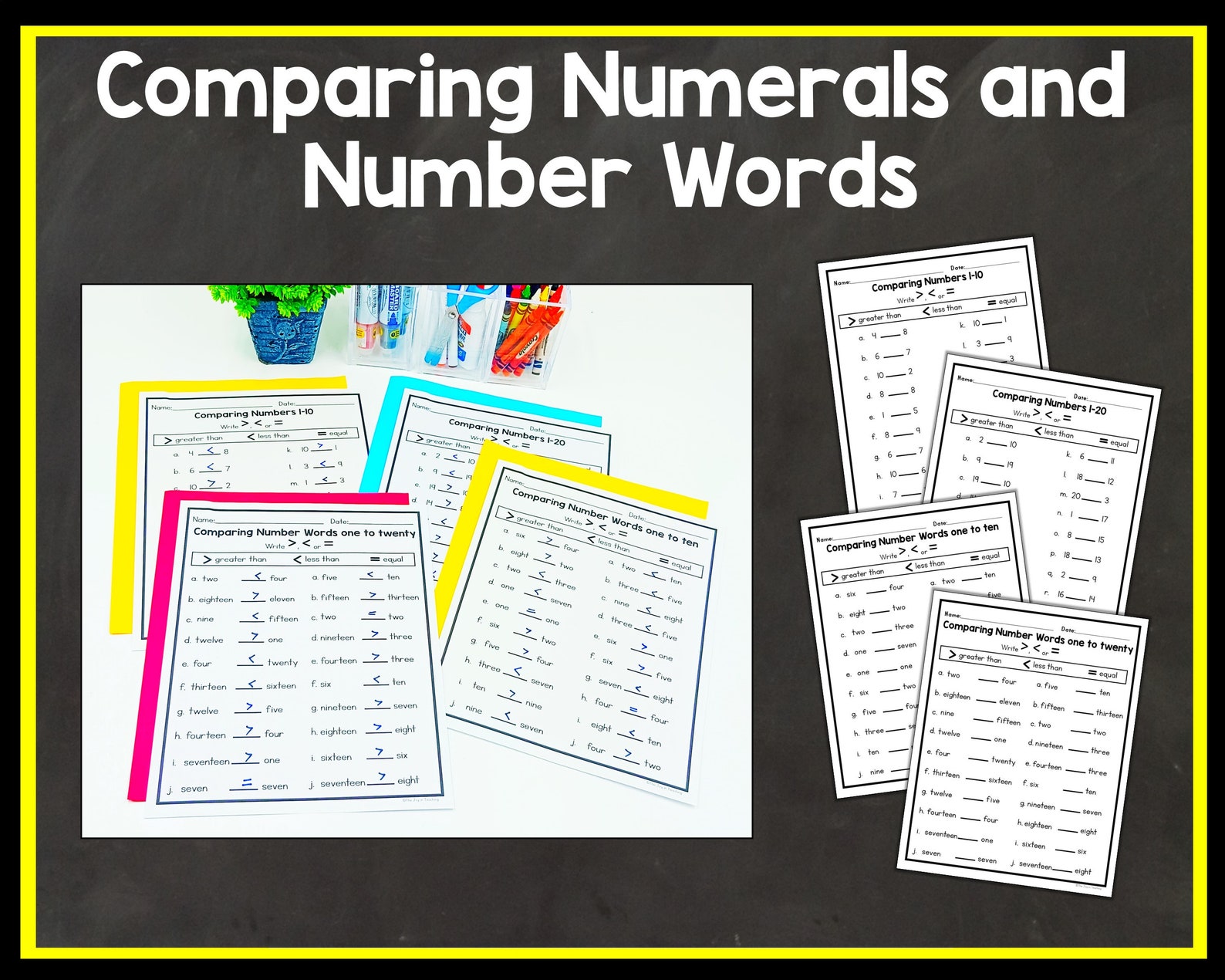 Comparing Numbers 0-20 Worksheet - Etsy