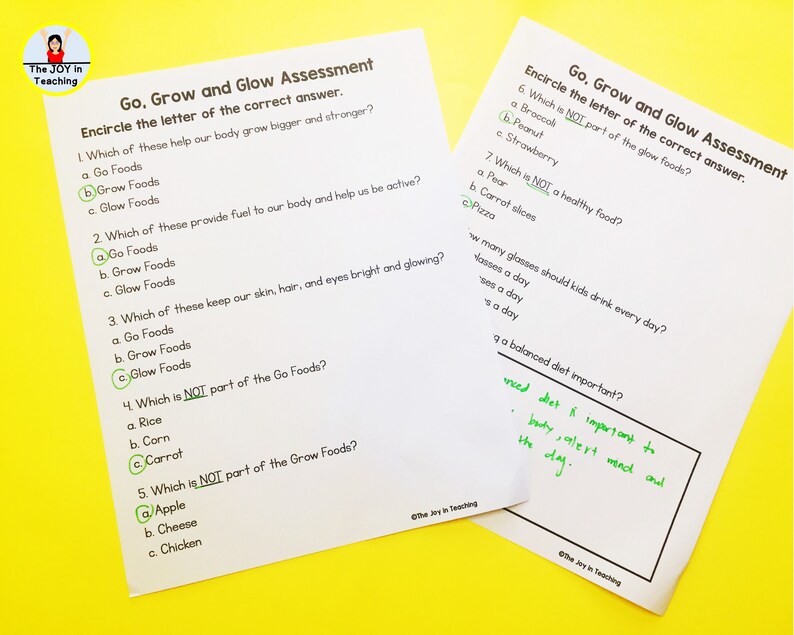 Go, Grow and Glow Foods Activity - Etsy