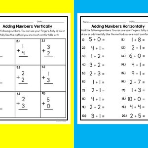 Addition Numbers 1-10 Worksheet - Etsy