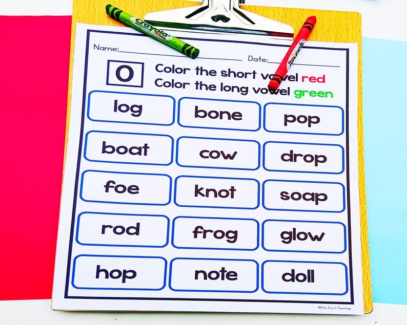 Long Vowel O Worksheet - Etsy