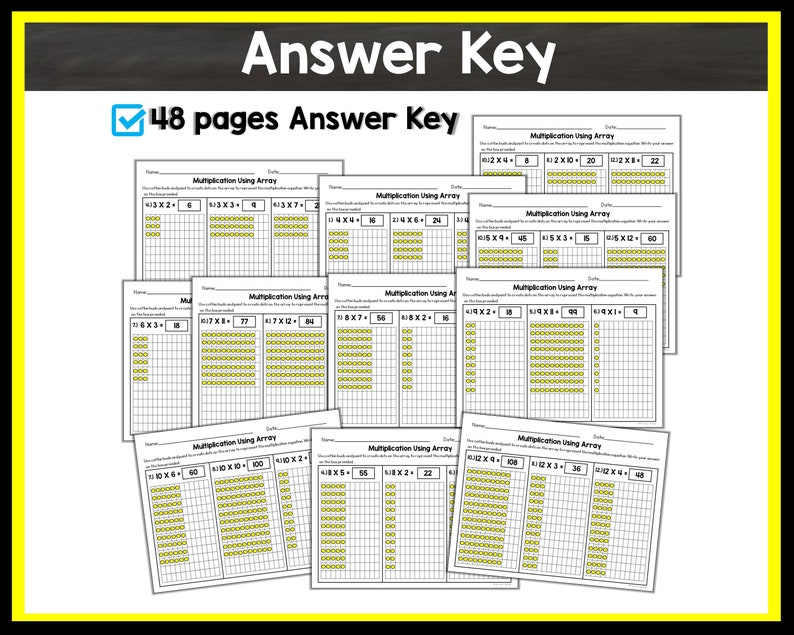 Multiplication Using Array Worksheet - Etsy