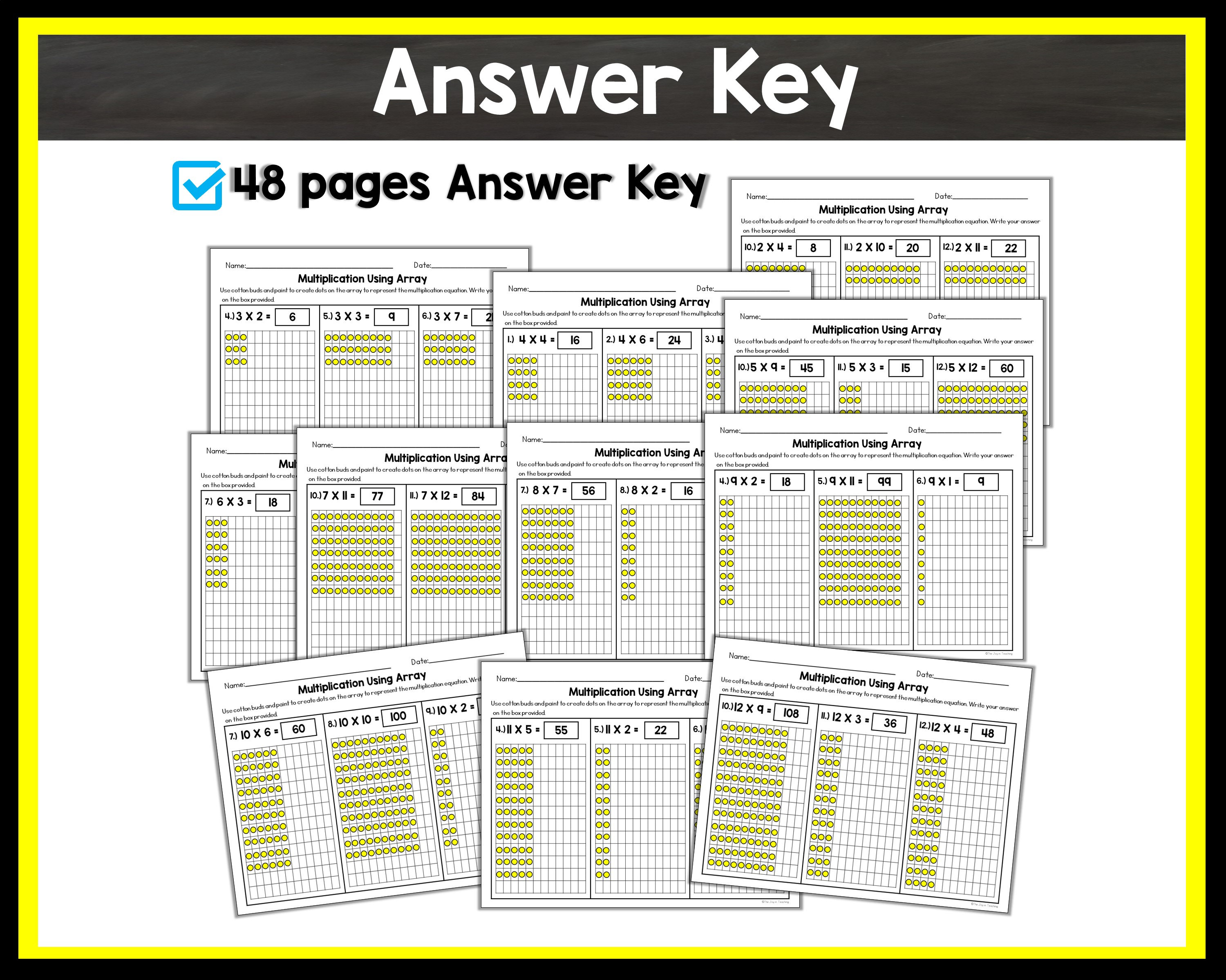 Multiplication Using Array Worksheet - Etsy