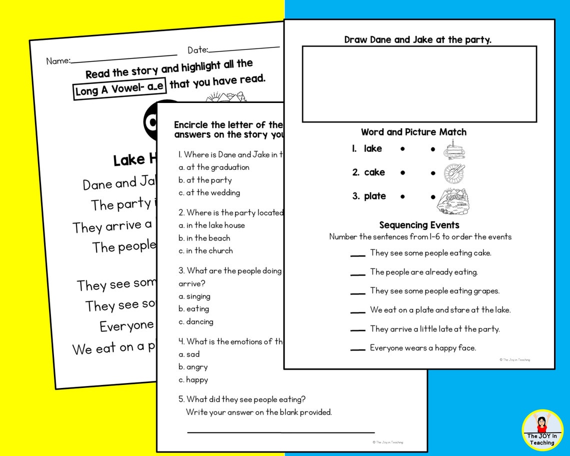 Long Vowel A Reading Comprehension Passage - Etsy