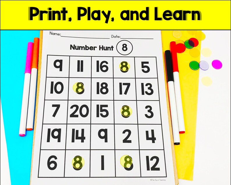 Number Bingo 1-20 Worksheet - Etsy
