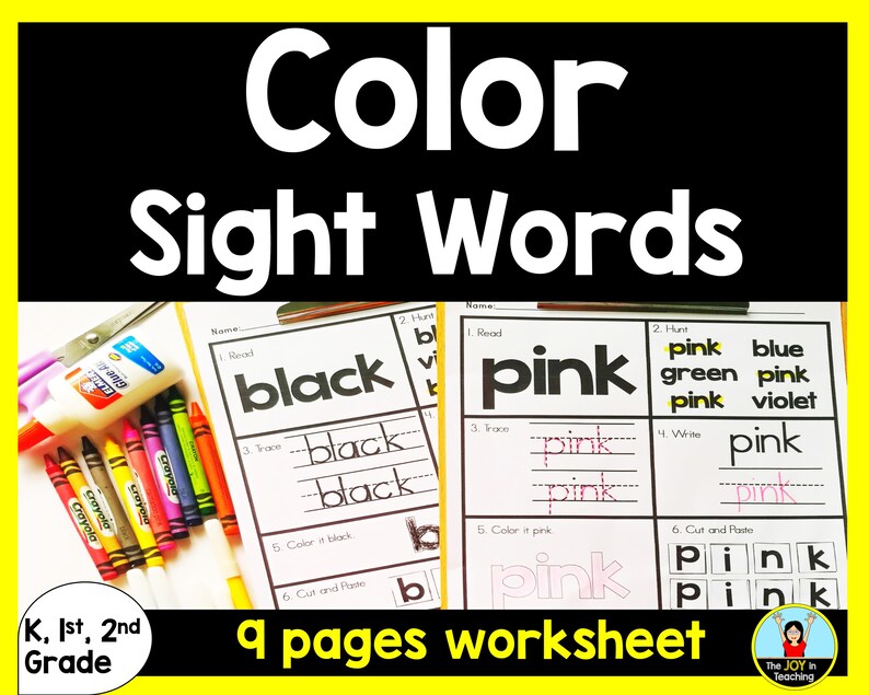 Color Sight Words Worksheet - Sight Words Fluency Printable - Etsy