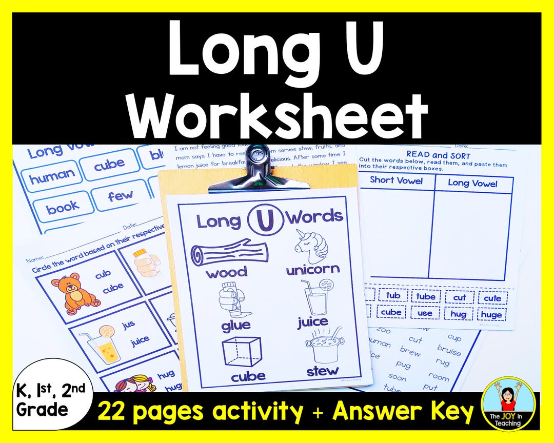 Long Vowel U Worksheet - Etsy