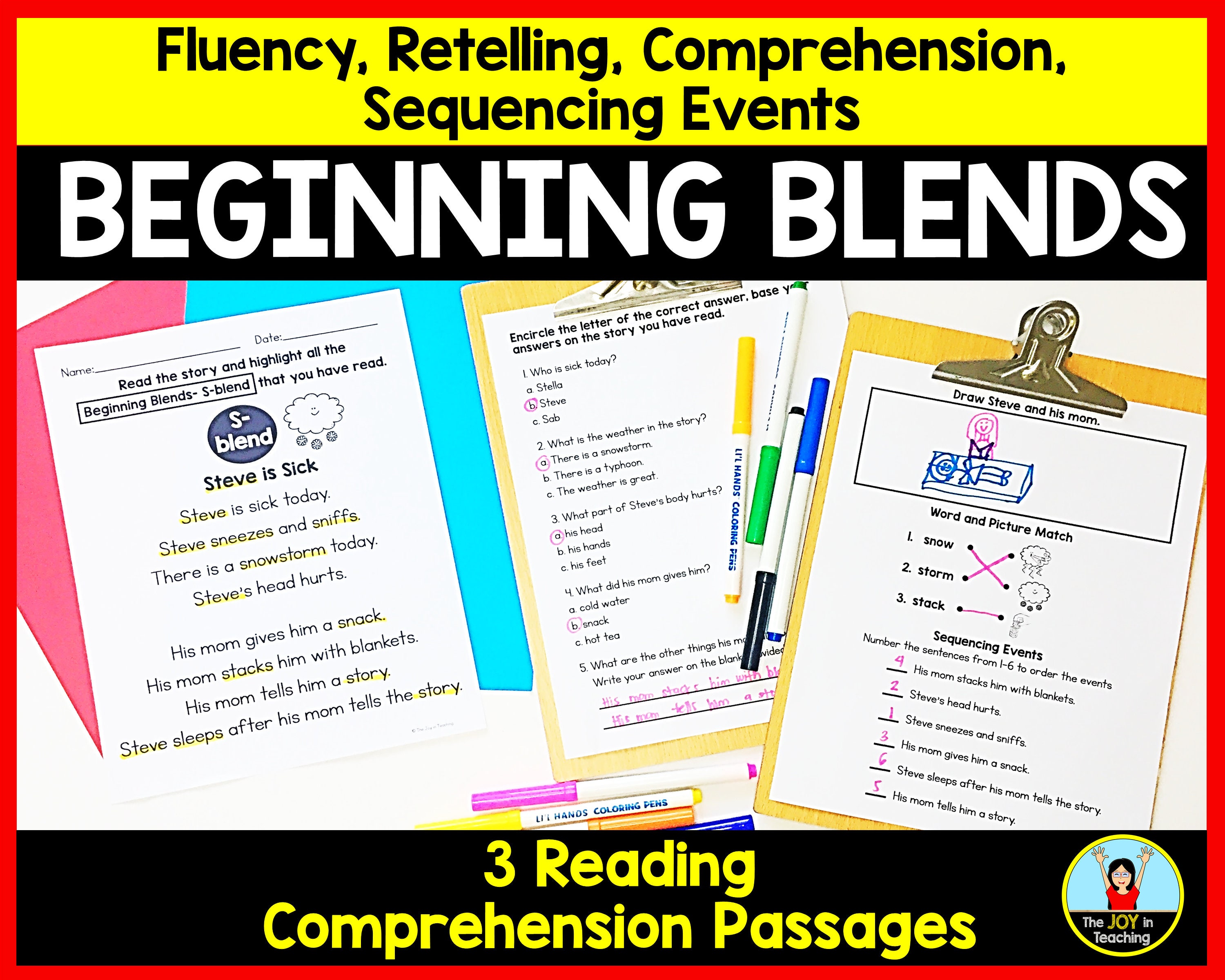 Beginning Blends Reading Comprehension Passage - Etsy