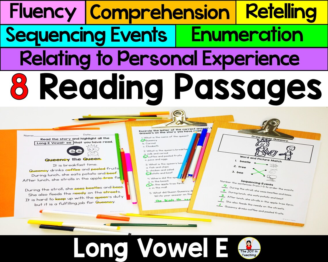 Long Vowel E Reading Comprehension Passage - Etsy