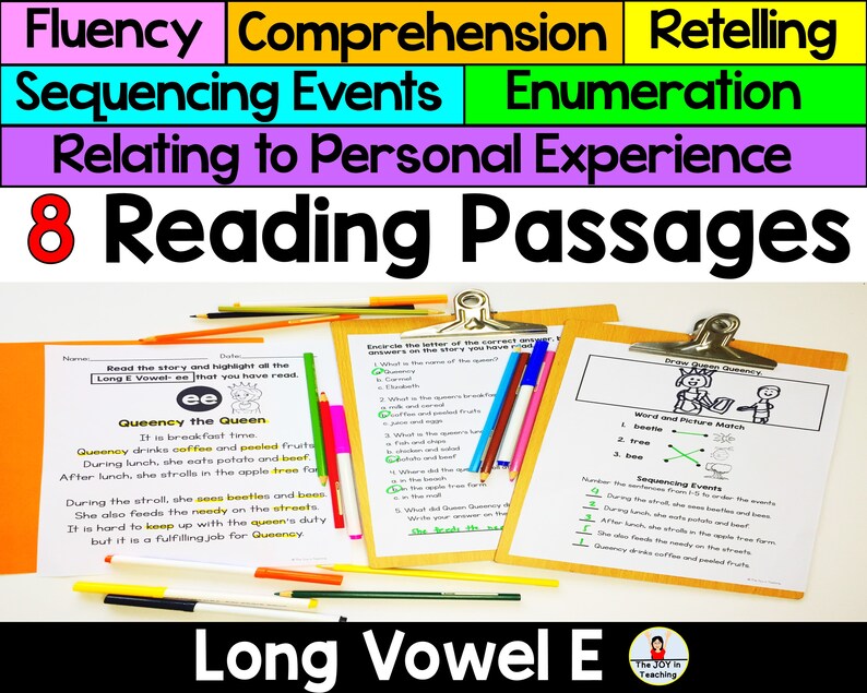 Long Vowel E Reading Comprehension Passage - Etsy