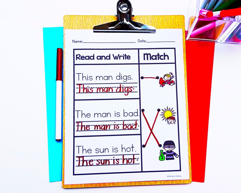 CVC Read, Write, and Match Worksheet - Etsy