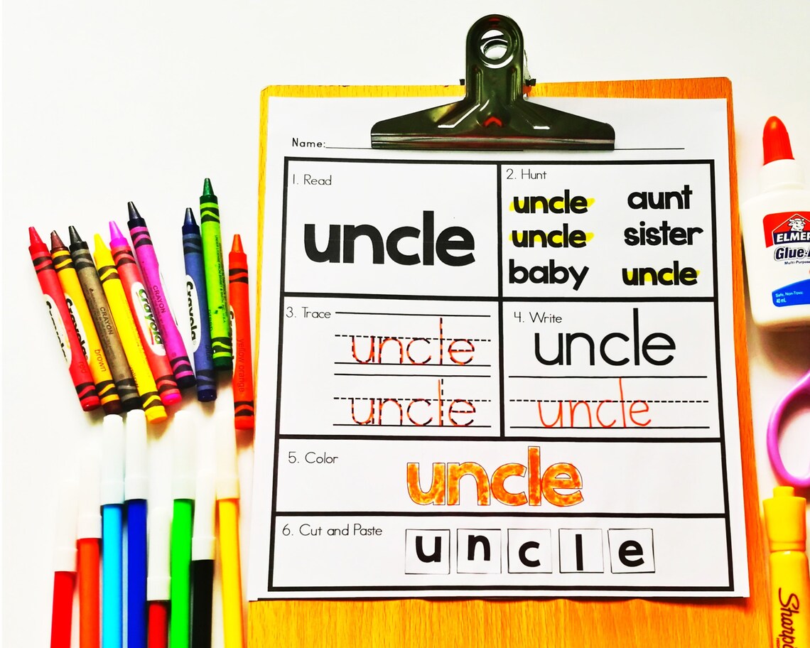Family Members Sight Words Worksheet-sight Words Fluency - Etsy