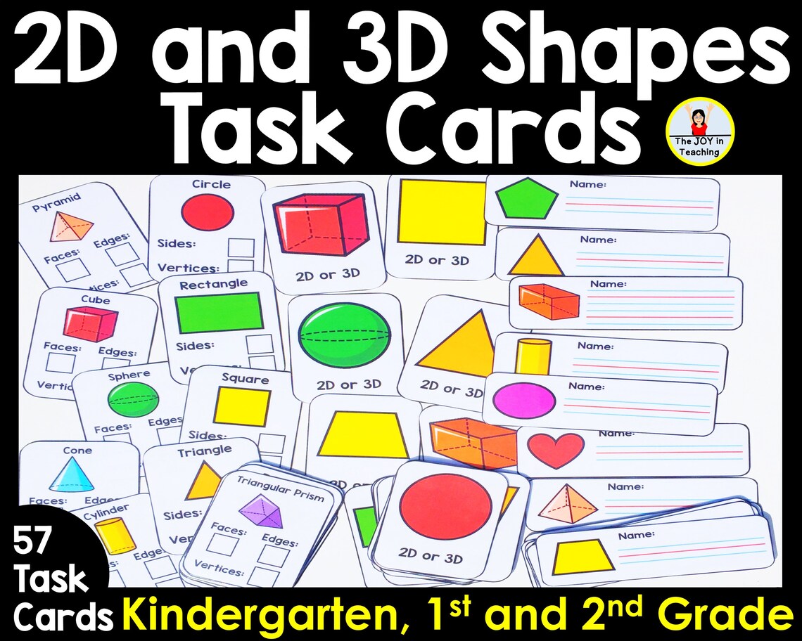 2D and 3D Shapes Task Cards - Etsy