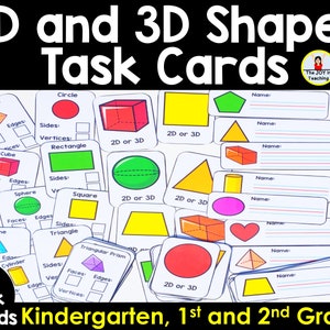 2D and 3D Shapes Task Cards - Etsy