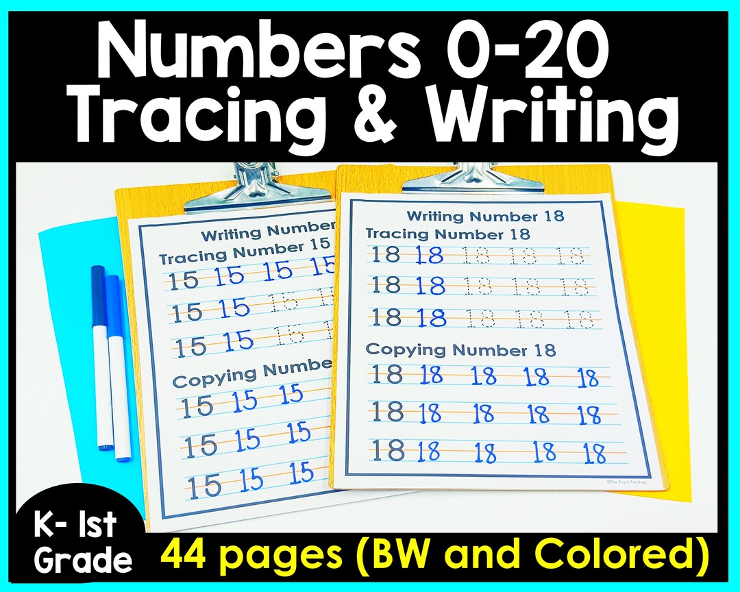 Numbers 0-20 Tracing and Writing Worksheet - Etsy