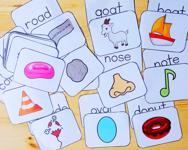 Long Vowel Word and Picture Flashcards - Etsy