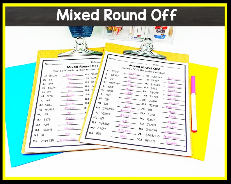 Rounding off Numbers Worksheet - Etsy