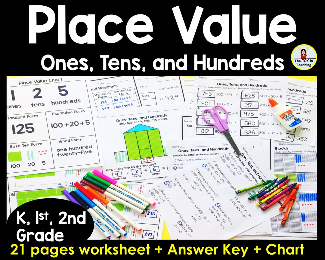 Place Value Ones Tens and Hundreds Worksheet - Etsy