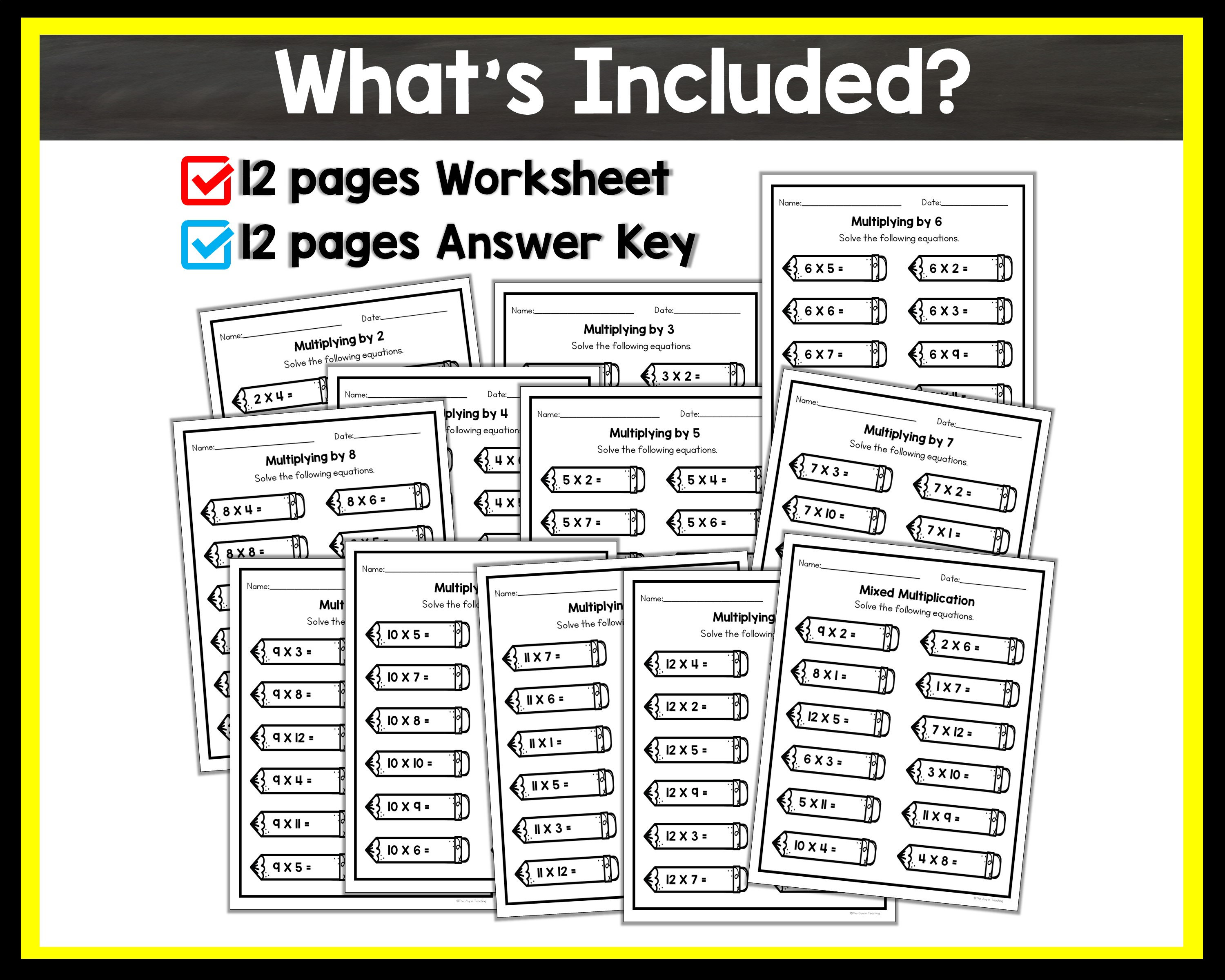 Multiplication 1-12 Worksheet - Etsy