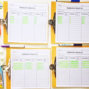 Multiplication Using Array Worksheet - Etsy