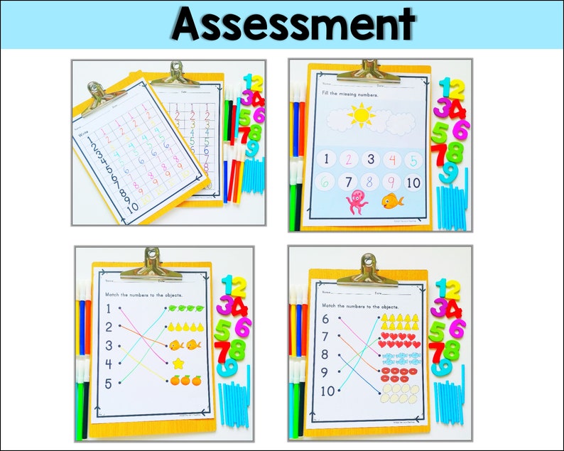 Numbers 1-10 Assessment Worksheet for Preschool, Kindergarten (PDF) - Etsy