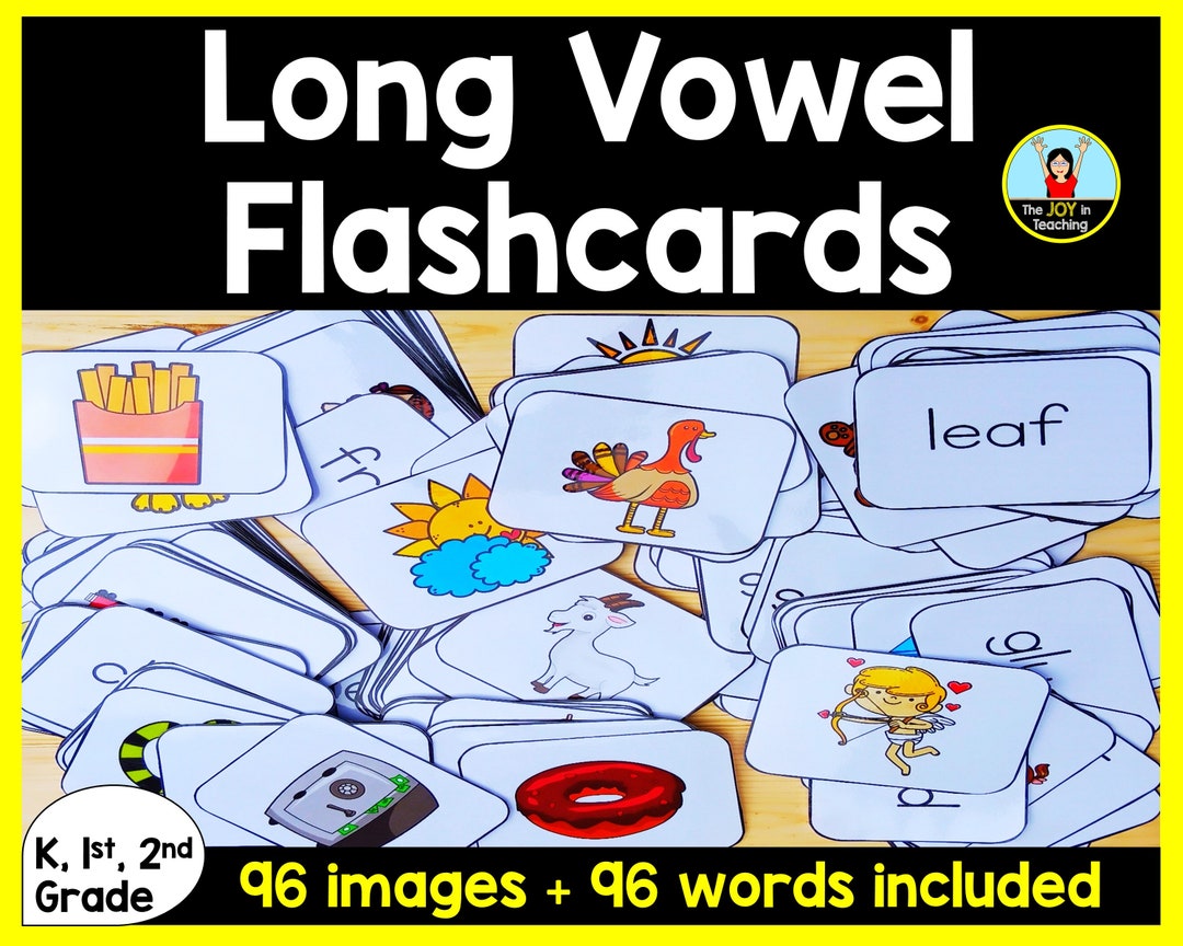 Long Vowel Word and Picture Flashcards - Etsy