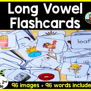 Long Vowel Word and Picture Flashcards - Etsy