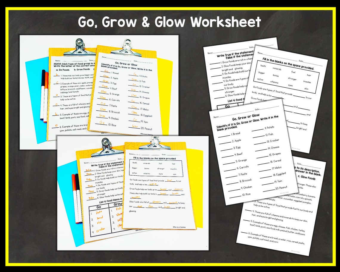 Go, Grow and Glow Foods Activity - Etsy