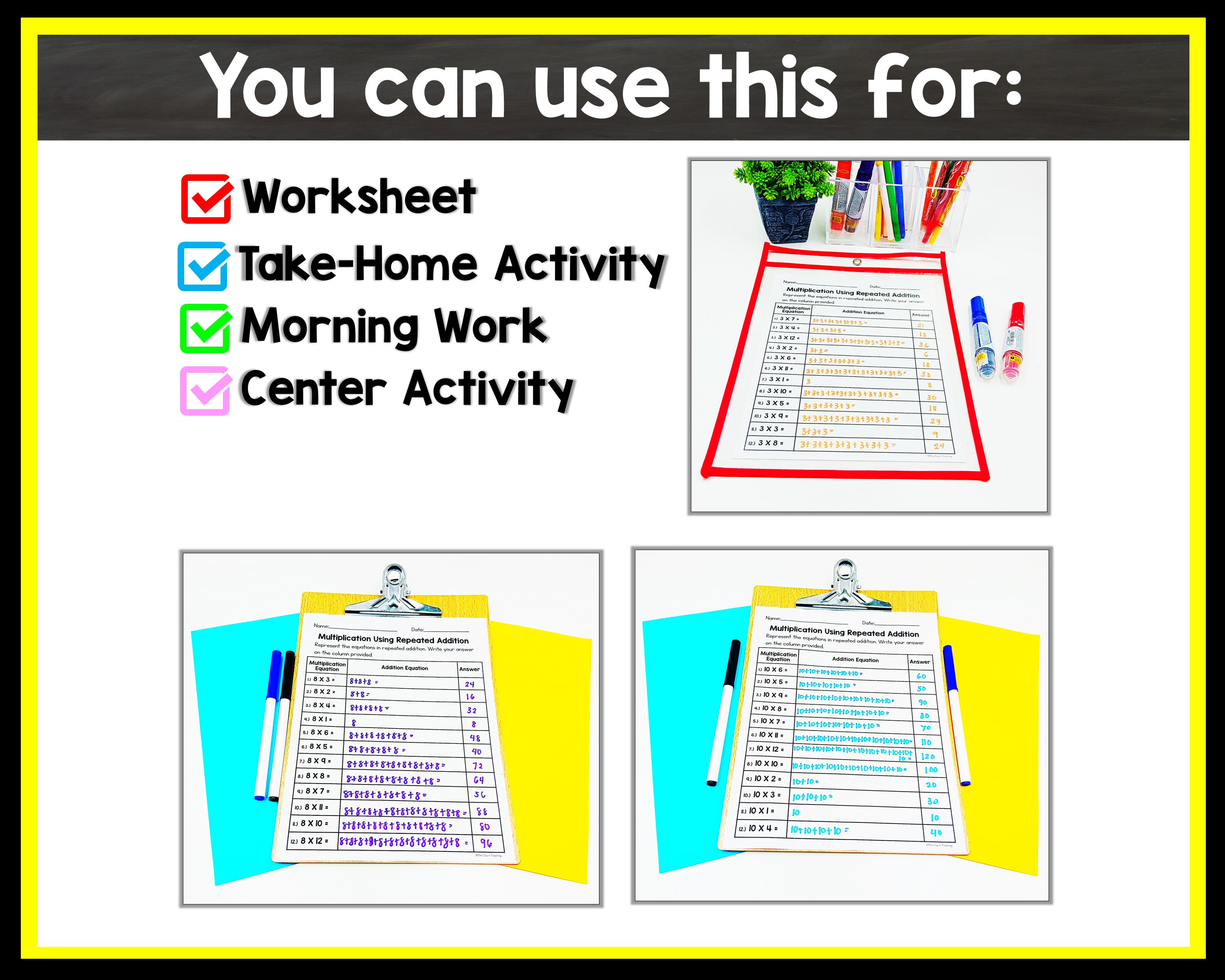 Hojas De Trabajo De Multiplicación Como Suma Repetida