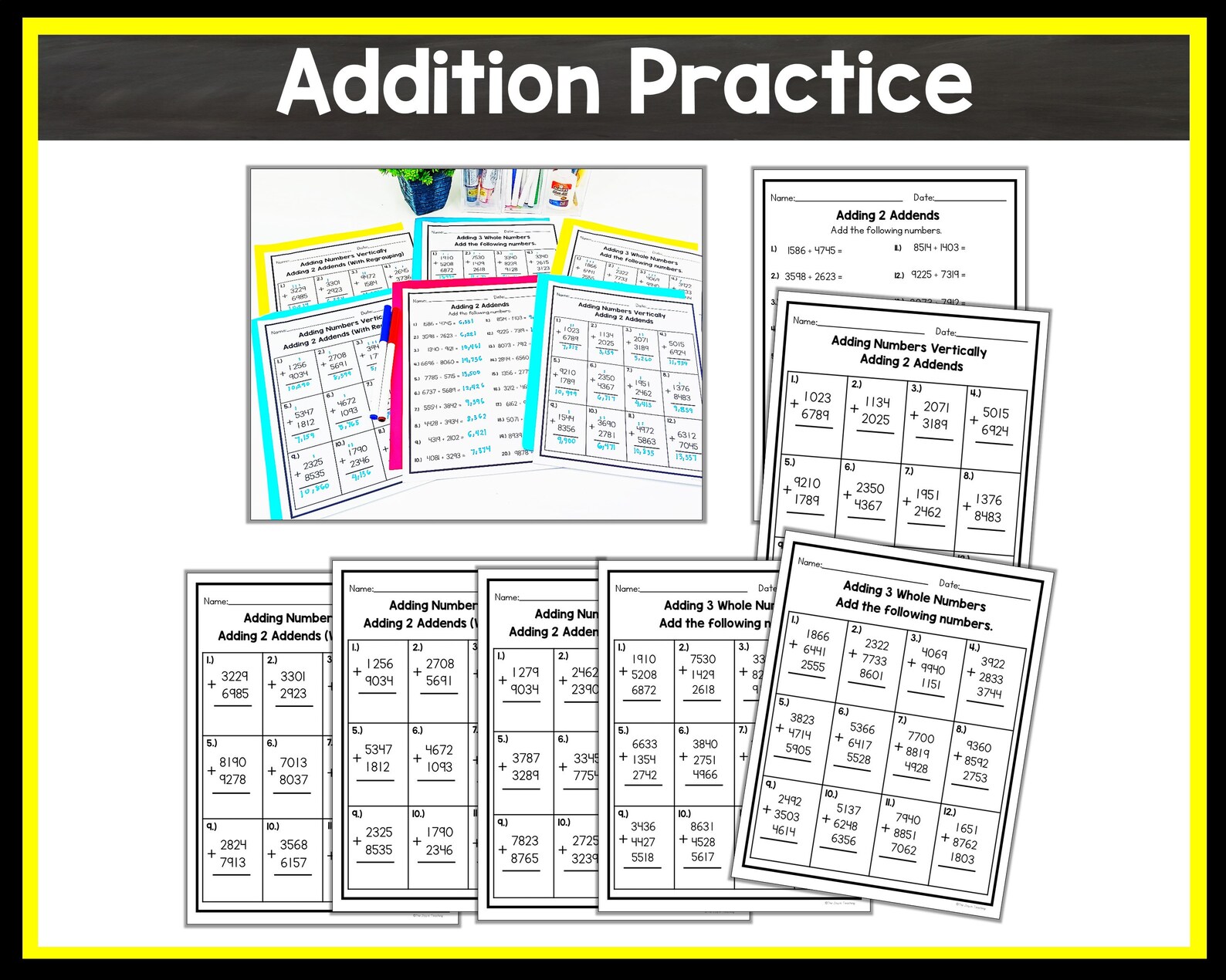 4-digit Addition Worksheet - Etsy