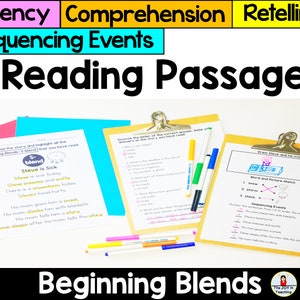 Beginning Blends Reading Comprehension Passage - Etsy