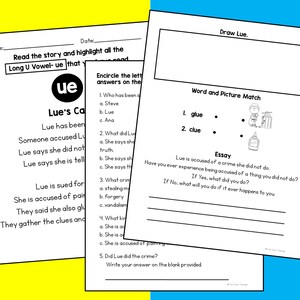 Long Vowel U Reading Comprehension Passage - Etsy