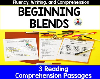 Beginning Blends Reading Comprehension Passage | Etsy